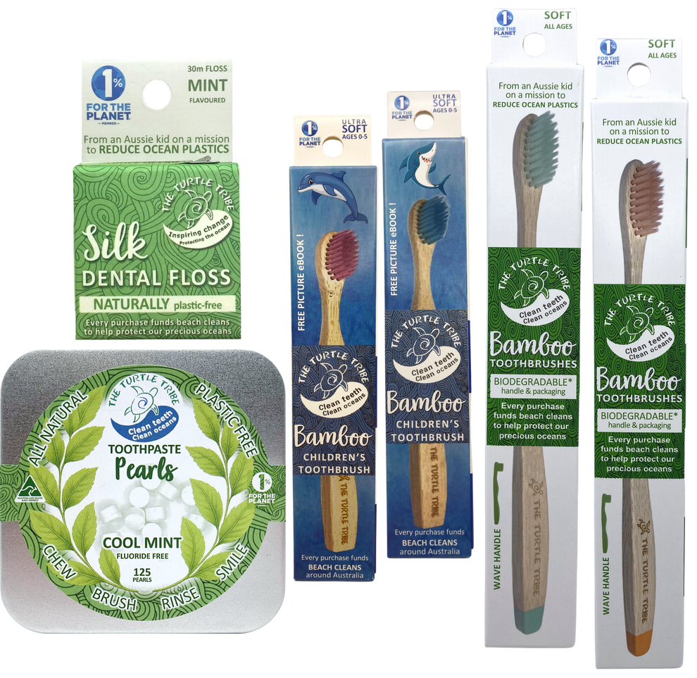 Family Oral Care Bundle, Natural and Plastic Free! - 2 Premium toothbr ...